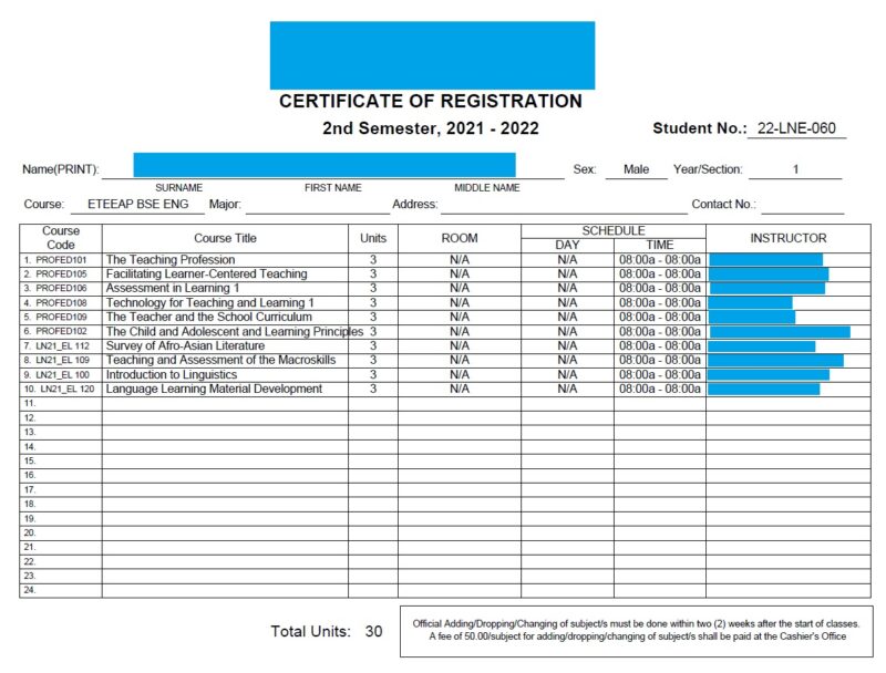 Sample Student 1 – ETEEAP