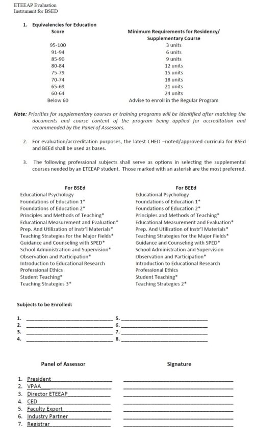 Sample Student 1 – ETEEAP