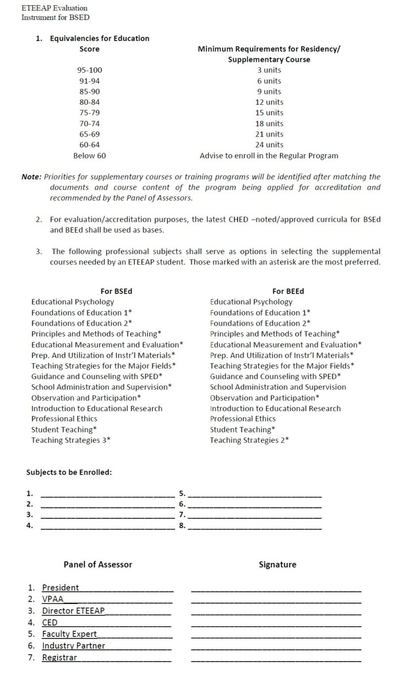 Sample Student 1 – ETEEAP