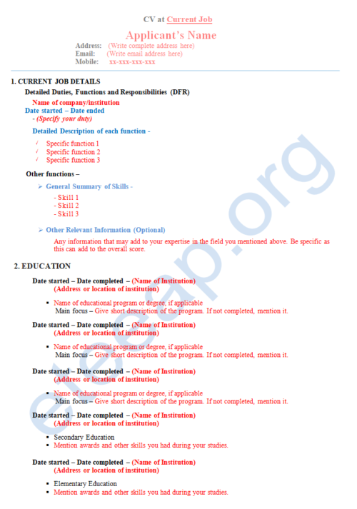 Sample CV – ETEEAP
