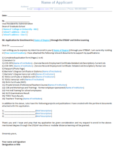 Application Letter – ETEEAP