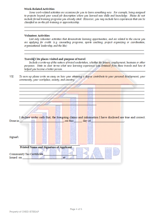 Application Form – ETEEAP